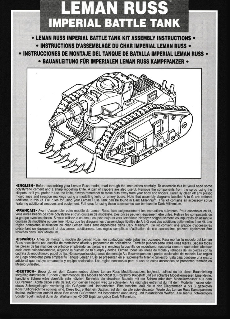 Warhammer 40,000 – Leman Russ Imperial Battle Tank Assembly ...